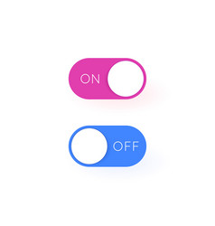 On and off toggle switch realistic buttons set Vector Image