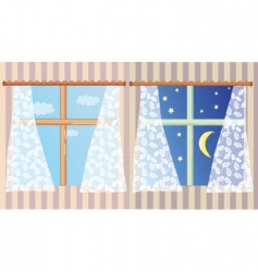 Open window - night and day Royalty Free Vector Image