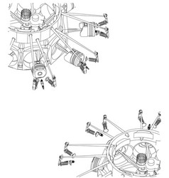 Disassembled radial engine on a white Royalty Free Vector
