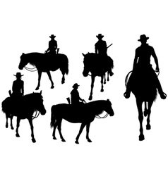 Cowboy with lasso riding a horse Royalty Free Vector Image