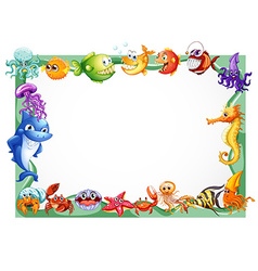Border design with sea animals Royalty Free Vector Image