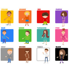 Primary colors cartoon set Royalty Free Vector Image