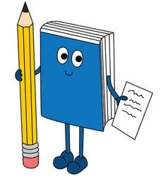 Cartoon Notebook Paper Holding a Pencil Royalty Free Vector
