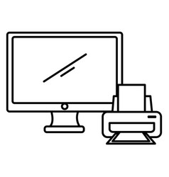 Computer desktop with printer Royalty Free Vector Image
