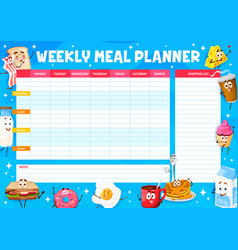 Kids weekly planner with cute monster cartoon Vector Image
