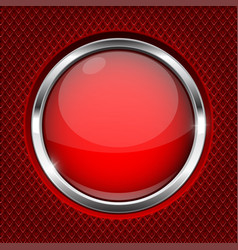 Red glass button shiny round 3d web icon Vector Image