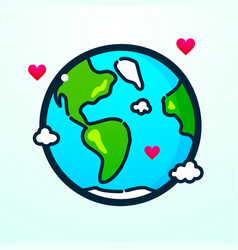 Cute earth character angel with nimbus cartoon Vector Image