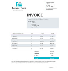 Quotation invoice template paper bill form Vector Image