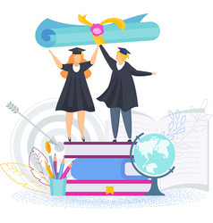 Happy graduates kids cartoon Royalty Free Vector Image
