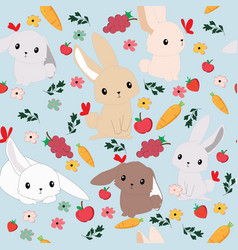 Cute rabbit cartoon seamless pattern Royalty Free Vector