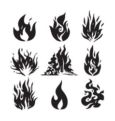 Set of flame symbols Royalty Free Vector Image