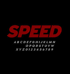 Speed letters set red race font italic bold Vector Image