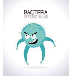 Blue cartoon bacteria monster with angry face Vector Image