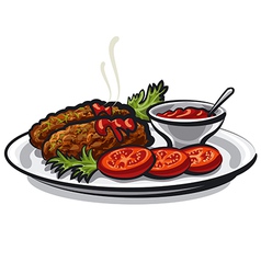 Cutlet with potato Royalty Free Vector Image - VectorStock