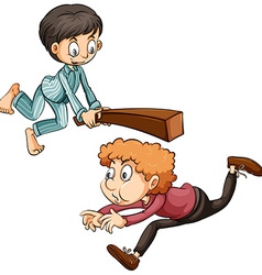 Cartoon boy follow the race Royalty Free Vector Image