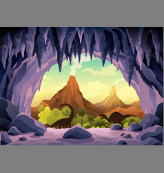 Cave landscape summer nature scene Royalty Free Vector Image