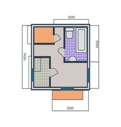 Small studio apartment cartoon plan Royalty Free Vector