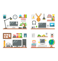 Flat design home interior side view Royalty Free Vector