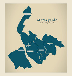 Merseyside map Royalty Free Vector Image - VectorStock