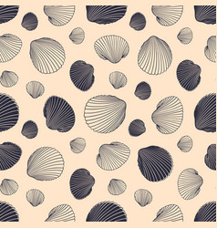 Seamless shell pattern hand drawn seashells Vector Image