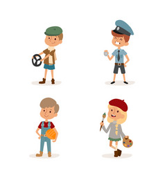 Cartoon profession kids children set Royalty Free Vector