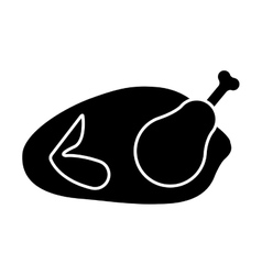 Roast chicken outline Royalty Free Vector Image