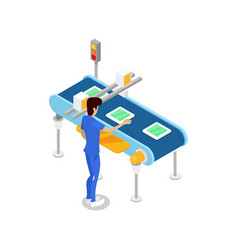 Modern assembly line isometric 3d icon Royalty Free Vector