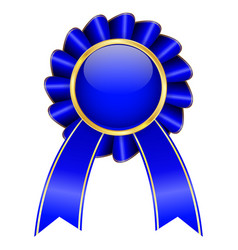 Elegant blue ribbon award with gold accents Vector Image