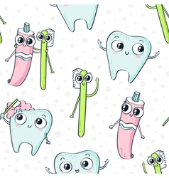 Cheerful seamless texture with cartoon teeth Vector Image