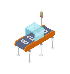 Isometric factory automated mechanised conveyor Vector Image