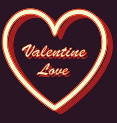 Heart-shaped bright yellow and orange neon frame Vector Image