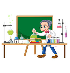 Different science equipments on white background Vector Image