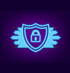 Cyber security logo with shield and check mark Vector Image