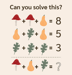 Math riddle for kids and adults picture equations Vector Image