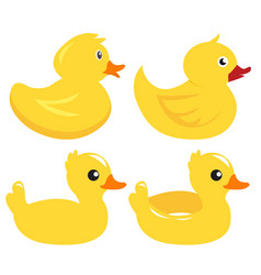 Rubber yellow duck bath children toy in water Vector Image