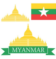 Myanmar landmarks and culture object set Vector Image