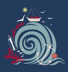 Ocean cockleshells cartoon sea shells Royalty Free Vector