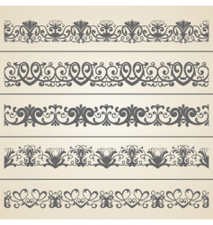 Medieval floral border set Royalty Free Vector Image