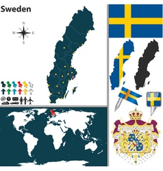Set traditional symbols sweden and stockholm Vector Image