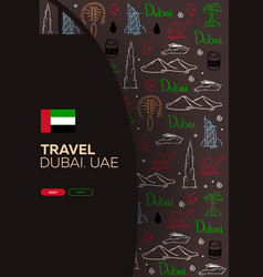 Uae travel to dubai hand draw doodle background Vector Image