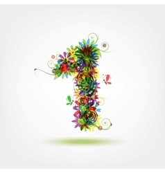 Floral numbers colorful flowers number 2 Vector Image
