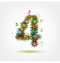Floral numbers colorful flowers number 2 Vector Image