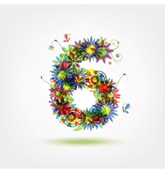 Floral numbers colorful flowers number 2 Vector Image