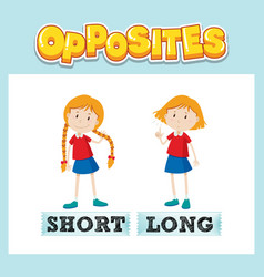 Opposite adjectives long and short Royalty Free Vector Image