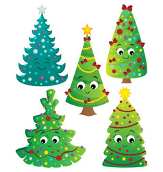 Funny collection of christmas trees Royalty Free Vector