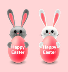 Happy easter two bees decorate Royalty Free Vector Image