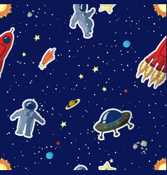 Seamless pattern of planets in open space Vector Image