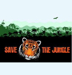 Background tiger in jungle on Royalty Free Vector Image