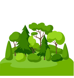 Spring or summer forest background with stylized Vector Image