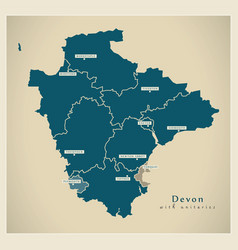Modern map - mid devon district uk Royalty Free Vector Image